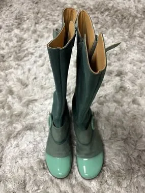 John Fluevog | Shoes | Fluevog Fellowship Green Kneehigh Mixedmaterial ...